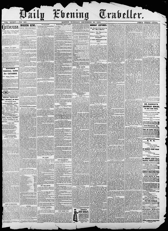 Daily Evening Traveller. December 28, 1880 - Digital Commonwealth