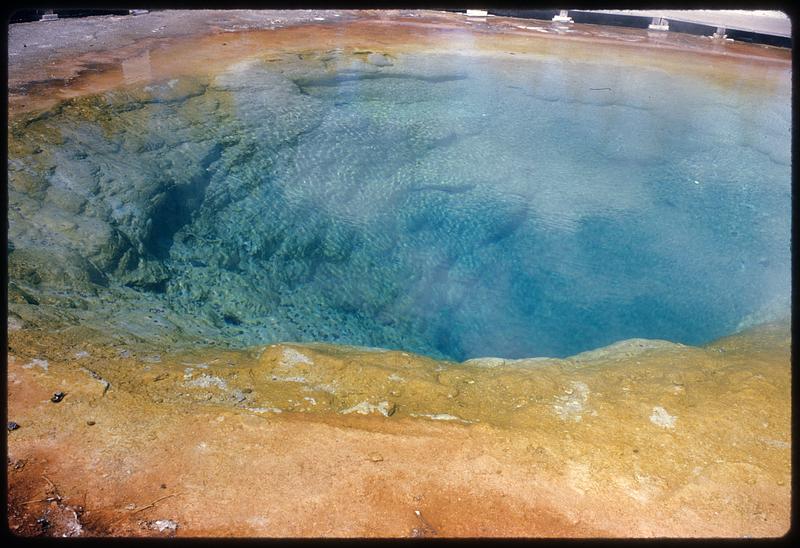 Grand Prismatic Spring with blue water, Yellowstone National Park ...