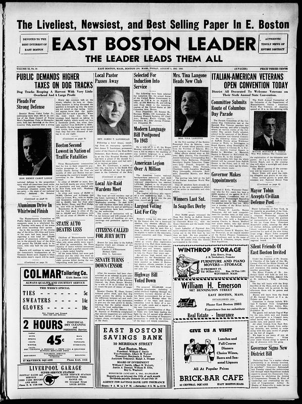 East Boston Leader. August 01, 1941 - Digital Commonwealth