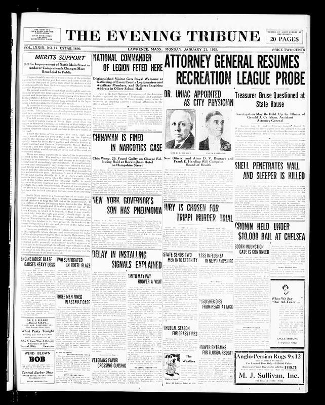The Evening Tribune. January 21, 1929 - Digital Commonwealth