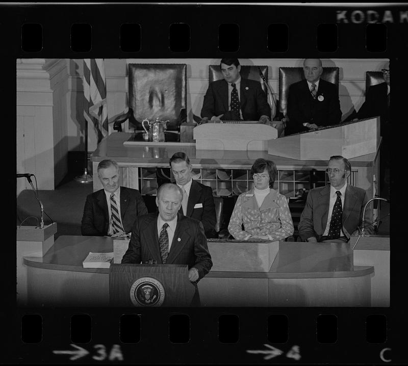 President Gerald Ford giving speech in Concord, New Hampshire - Digital ...