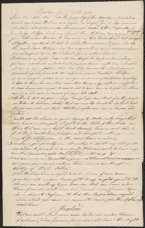Mashpee Revolt, 1833-1834 - Letter from Daniel Amos and Isreal Amos to ...