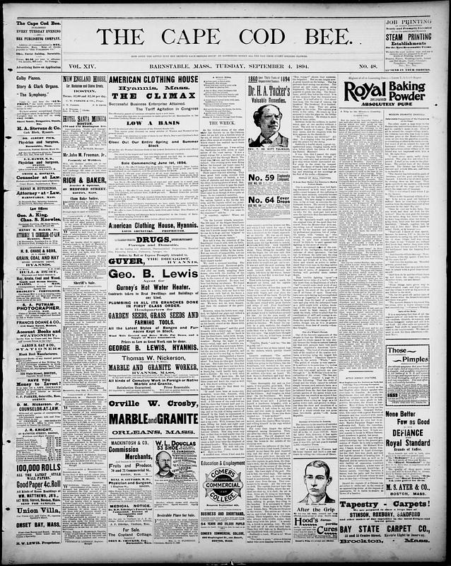 The Cape Cod Bee. September 04, 1894 - Digital Commonwealth