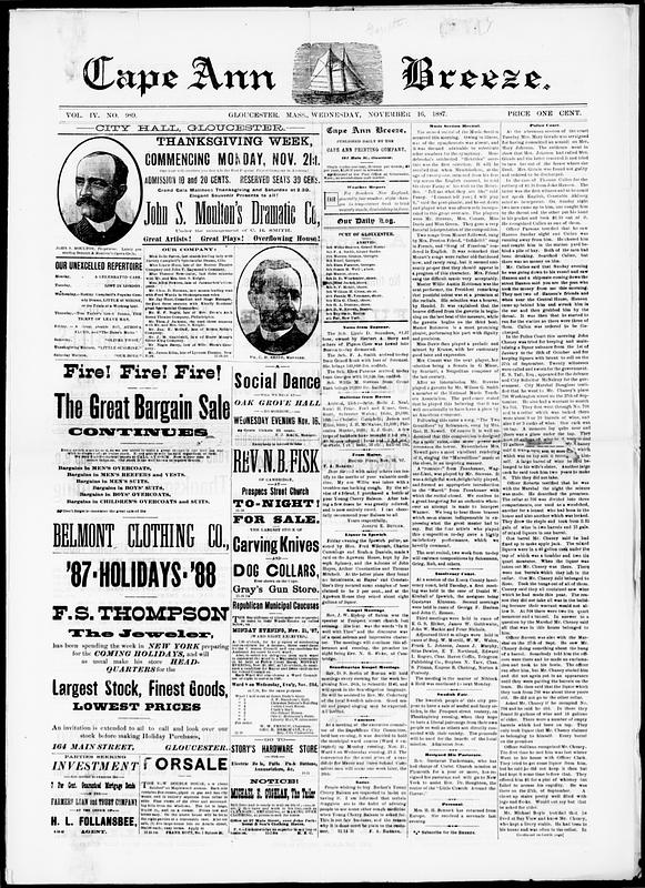 Cape Ann Breeze. November 16, 1887 - Digital Commonwealth