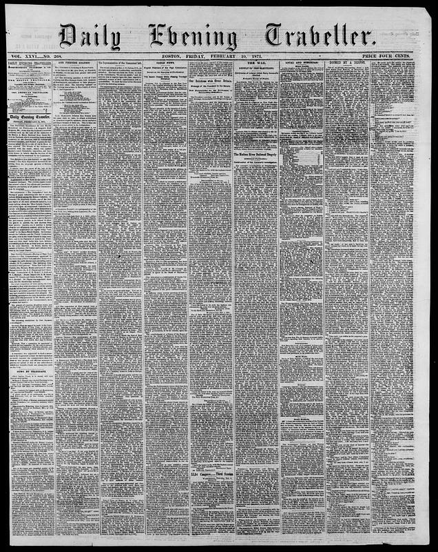 Daily Evening Traveller. February 10, 1871 - Digital Commonwealth