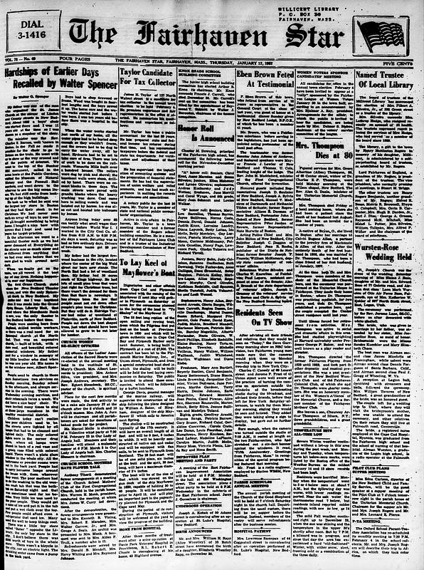 The Fairhaven Star. January 17, 1957 - Digital Commonwealth