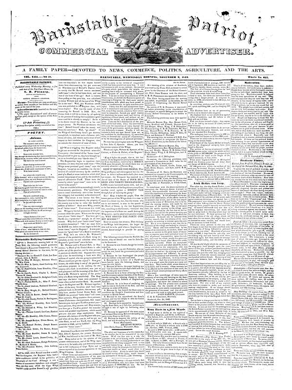 Barnstable Patriot, and Commercial Advertiser. November 09, 1842 ...