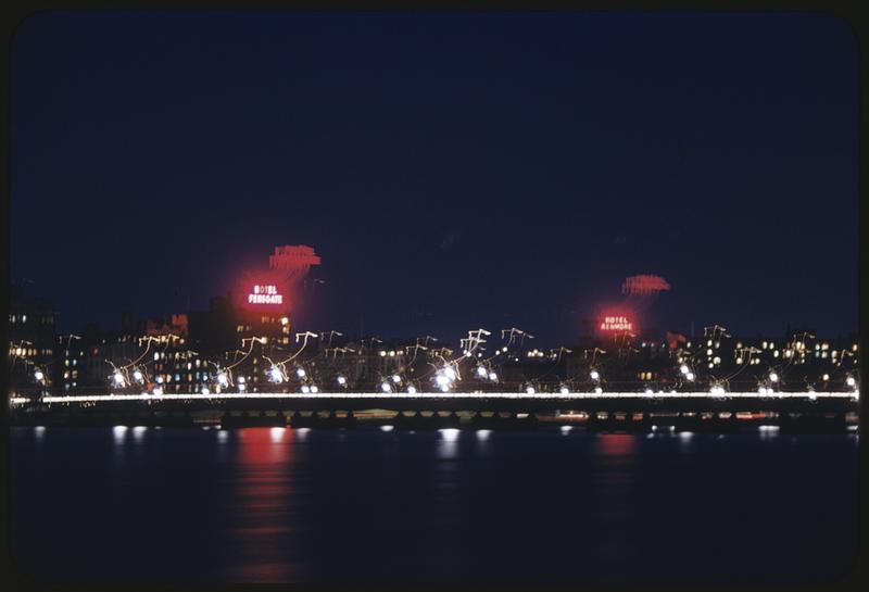 Night scene, Boston from Cambridge - Digital Commonwealth
