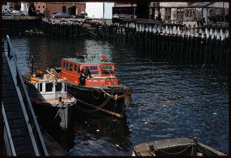 Boats alongside dock, Boston - Digital Commonwealth