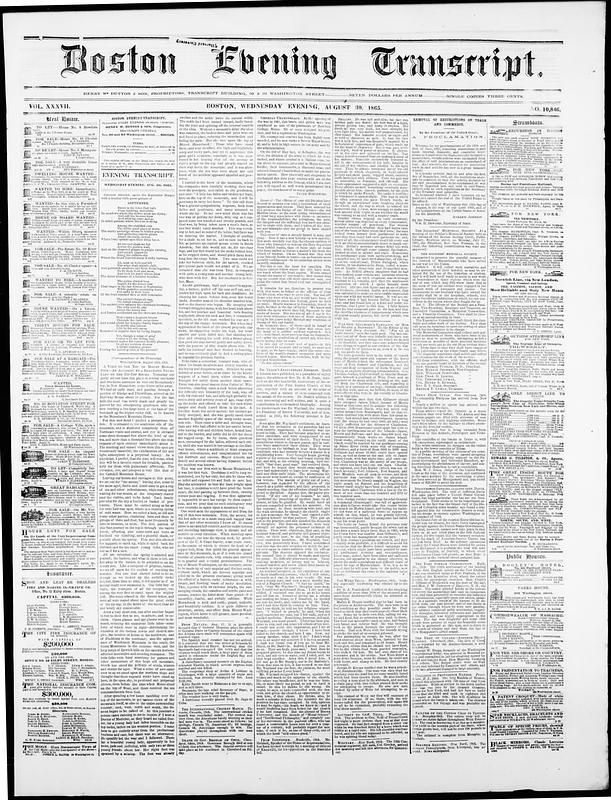 Boston Evening Transcript. August 30, 1865 - Digital Commonwealth
