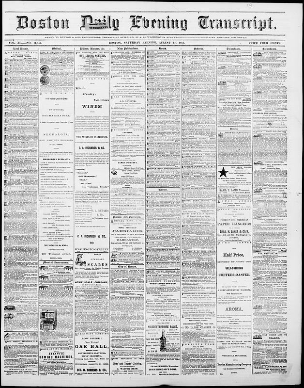 Boston Daily Evening Transcript. August 17, 1867 - Digital Commonwealth