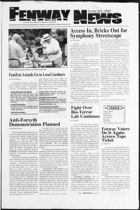 The Fenway News. September 30, 2005 - Digital Commonwealth