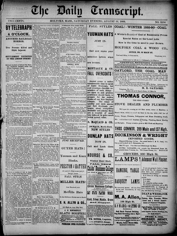 The Daily Transcript. August 31, 1889 - Digital Commonwealth