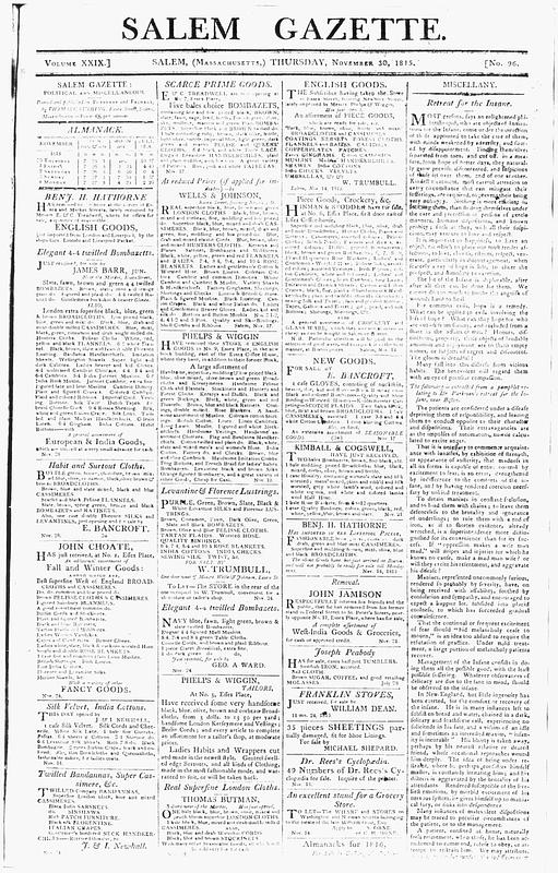 The Salem Gazette. November 30, 1815 - Digital Commonwealth