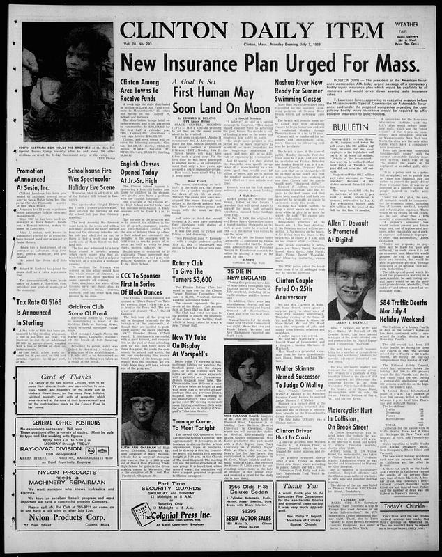 Clinton Daily Item. July 07, 1969 - Digital Commonwealth