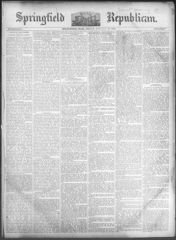 Springfield Weekly Republican. January 12, 1883 - Digital Commonwealth