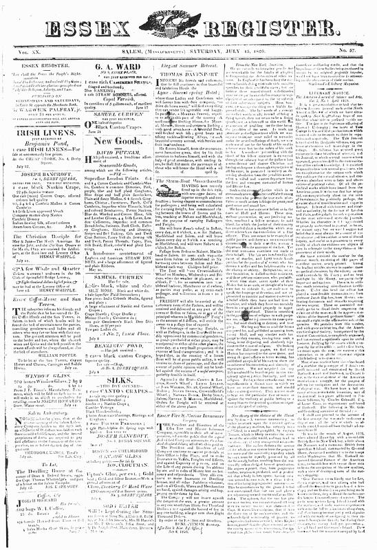 Essex Register. July 15, 1820 - Digital Commonwealth
