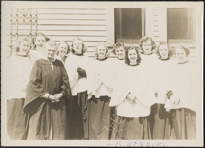 Choir director and girls church choir - Digital Commonwealth