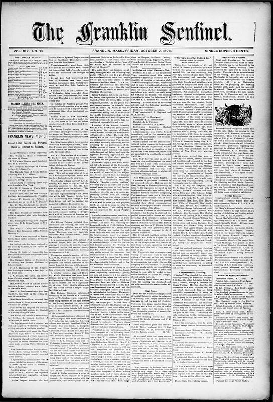 The Franklin Sentinel. October 02, 1896 - Digital Commonwealth