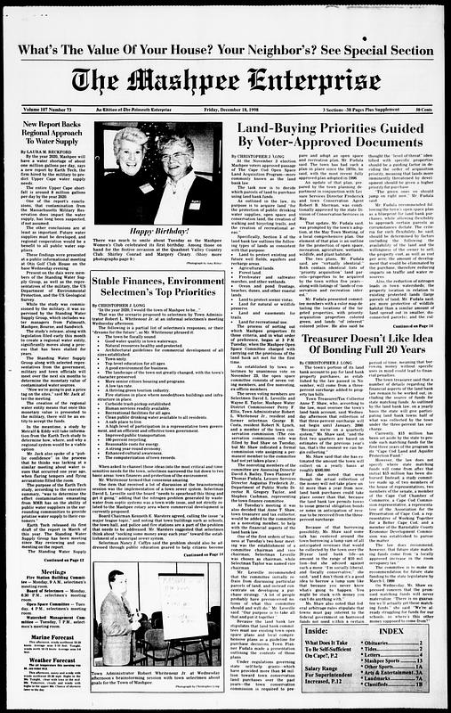 The Mashpee Enterprise. December 18, 1998 - Digital Commonwealth