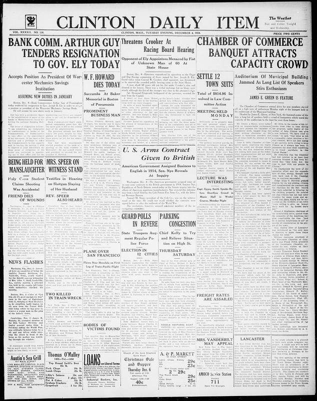Clinton Daily Item. December 04, 1934 - Digital Commonwealth