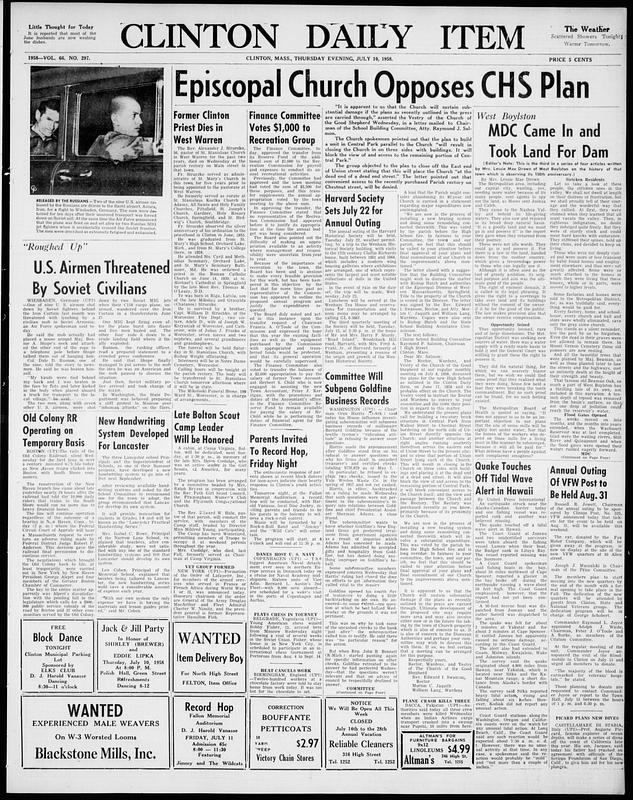 Clinton Daily Item. July 10, 1958 - Digital Commonwealth