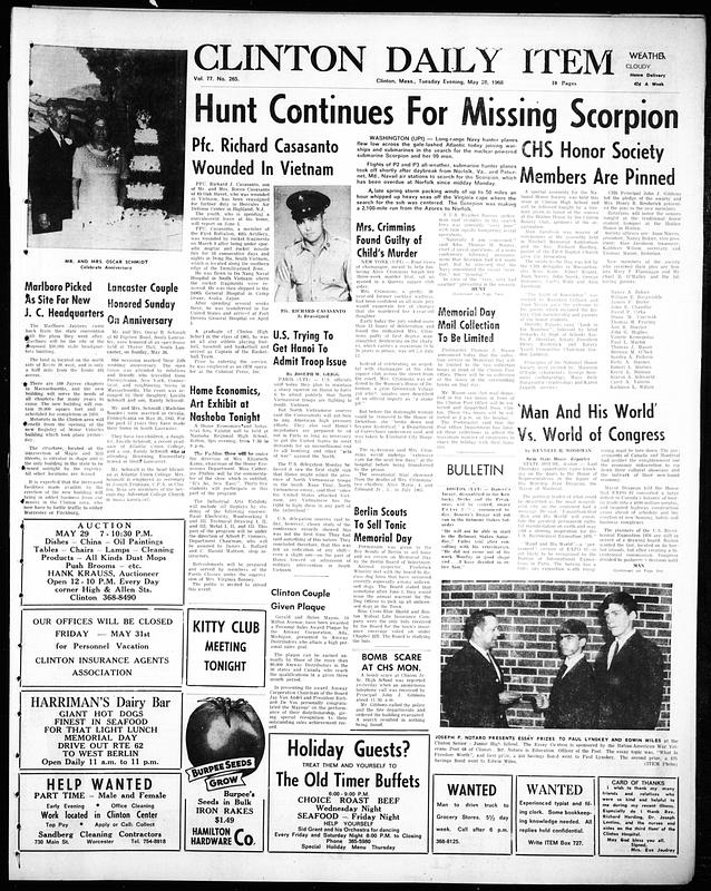 Clinton Daily Item. May 28, 1968 - Digital Commonwealth