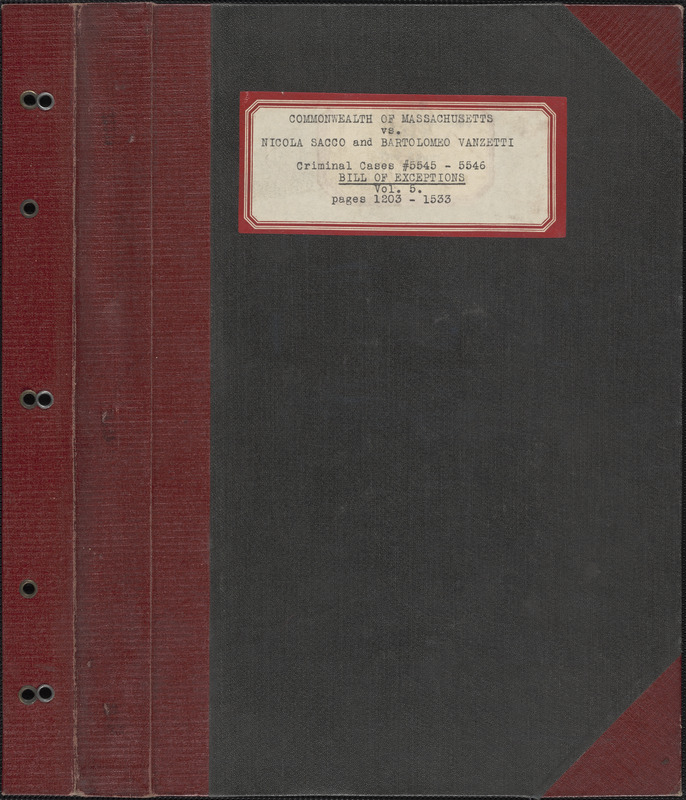 Defendants' Bill of Exceptions, Vol. 5, p. 1203-1533 - Digital Commonwealth