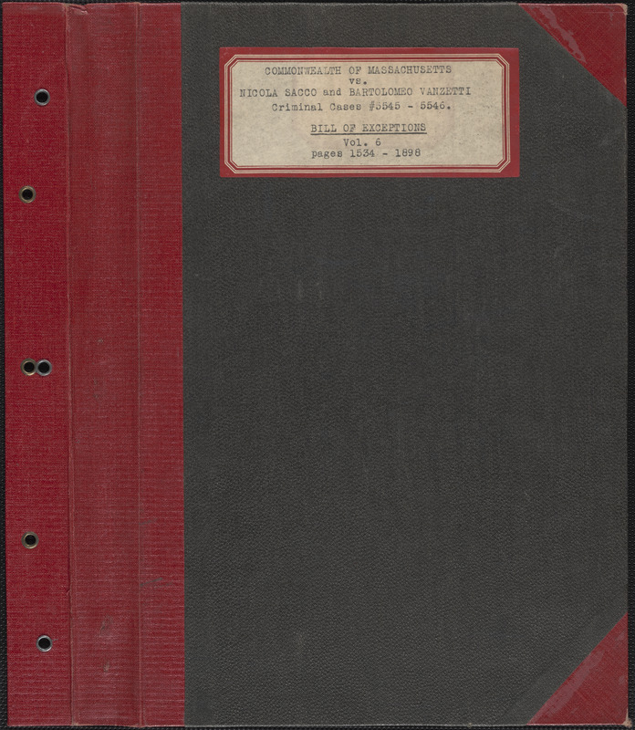 Defendants' Bill of Exceptions, Vol. 6, p. 1534-1898 - Digital Commonwealth