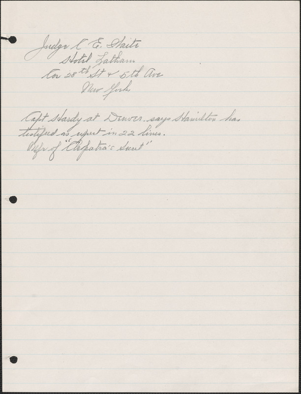 Handwritten notes regarding Judge Charles E. Waite and Albert H ...