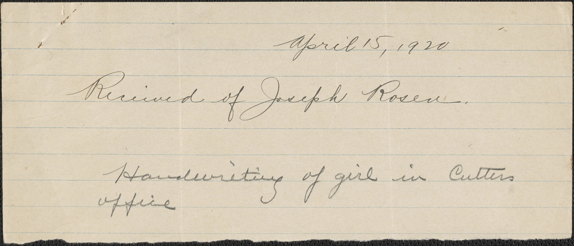 Report regarding Joseph Rosen's poll tax for the City of Boston ...