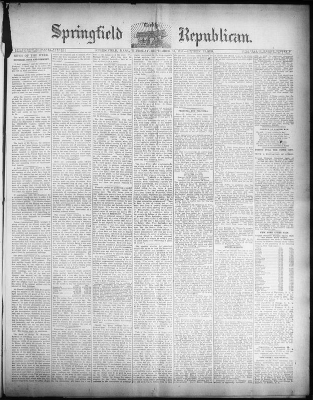 Springfield Weekly Republican. September 15, 1910 - Digital Commonwealth