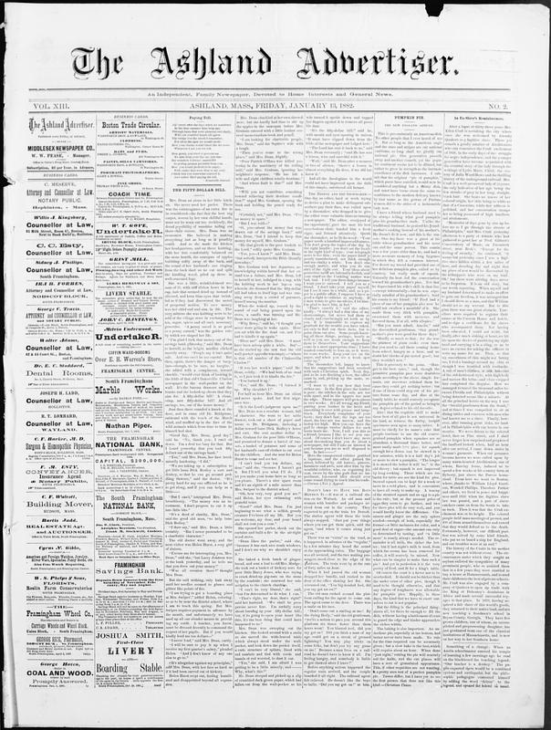 The Ashland Advertiser. January 13, 1882 - Digital Commonwealth