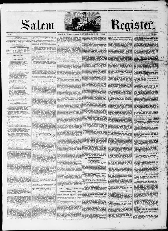 Salem Register. October 11, 1841 - Digital Commonwealth