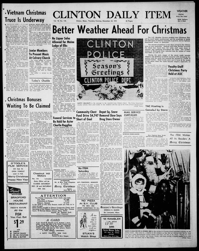 Clinton Daily Item. December 24, 1970 - Digital Commonwealth