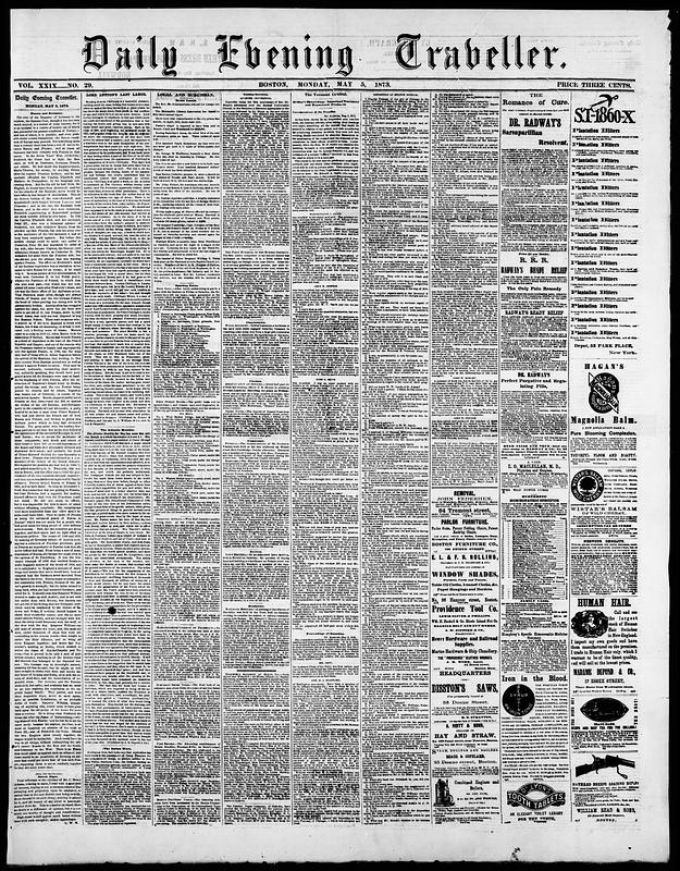 Daily Evening Traveller. May 05, 1873 - Digital Commonwealth