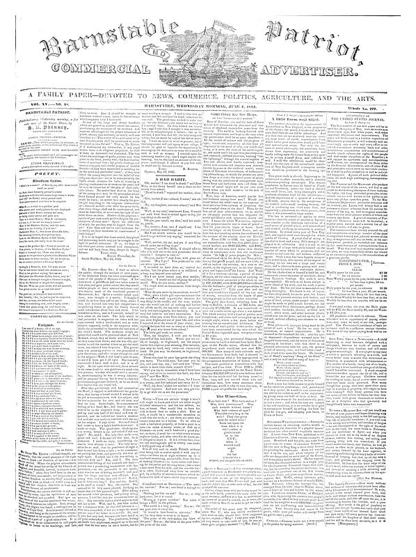 Barnstable Patriot, and Commercial Advertiser. June 04, 1845 - Digital ...