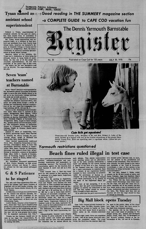 The Dennis Yarmouth Barnstable Register. July 30, 1970 - Digital ...