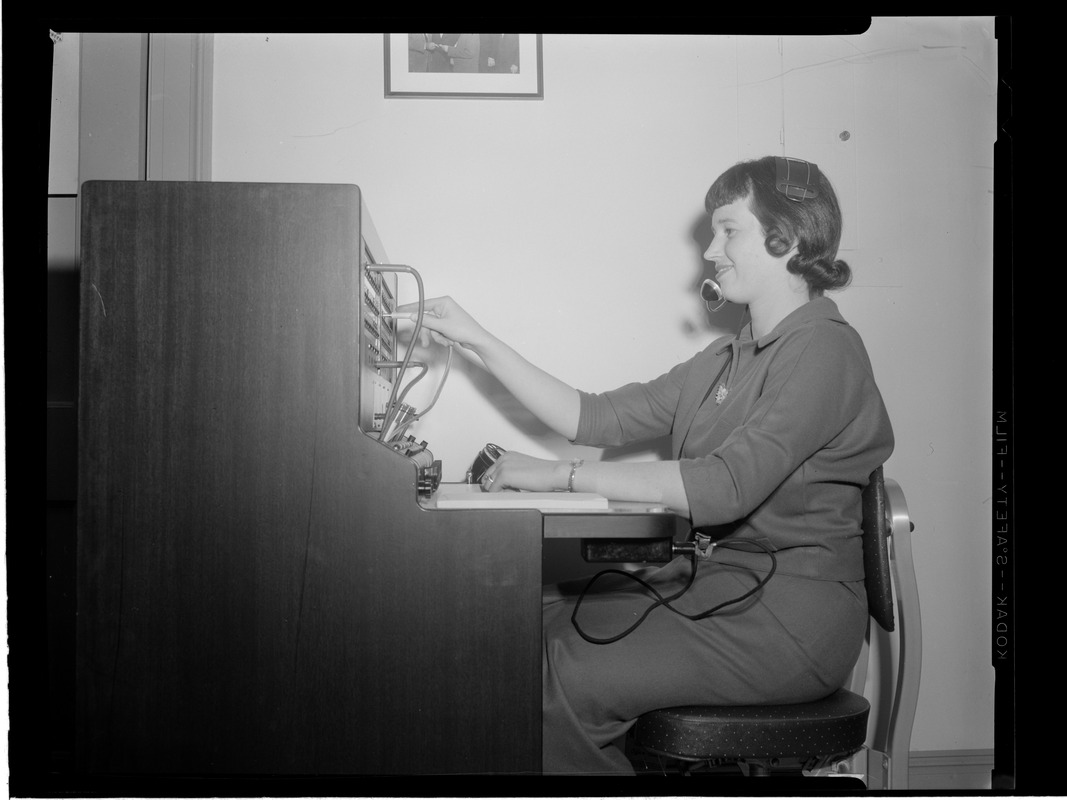 Mrs. Gail Nickerson of Cotuit, new phone switchboard, Barnstable ...