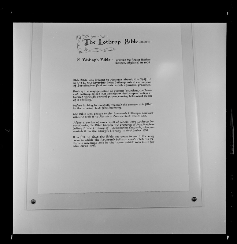 Lothrop bible signage, Sturgis Library - Digital Commonwealth