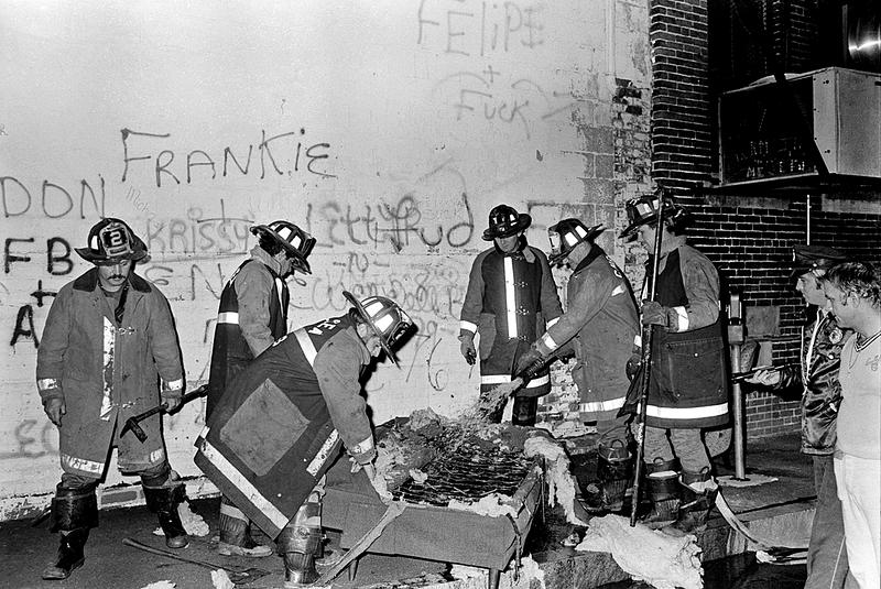 Left to right, Lt. Bob Newberry, firefighters Joe McDonald, Sal Amato ...