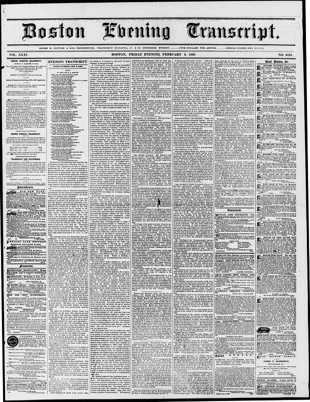 Boston Evening Transcript. February 03, 1860 - Digital Commonwealth