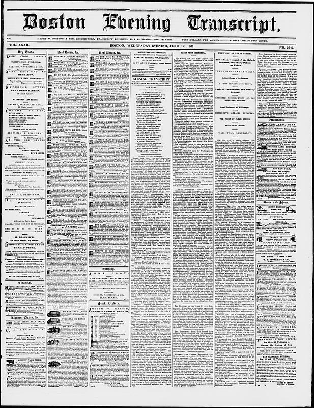 Boston Evening Transcript. June 12, 1861 - Digital Commonwealth