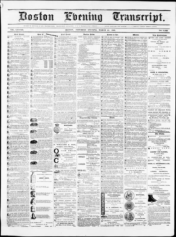 Boston Evening Transcript. March 24, 1866 - Digital Commonwealth