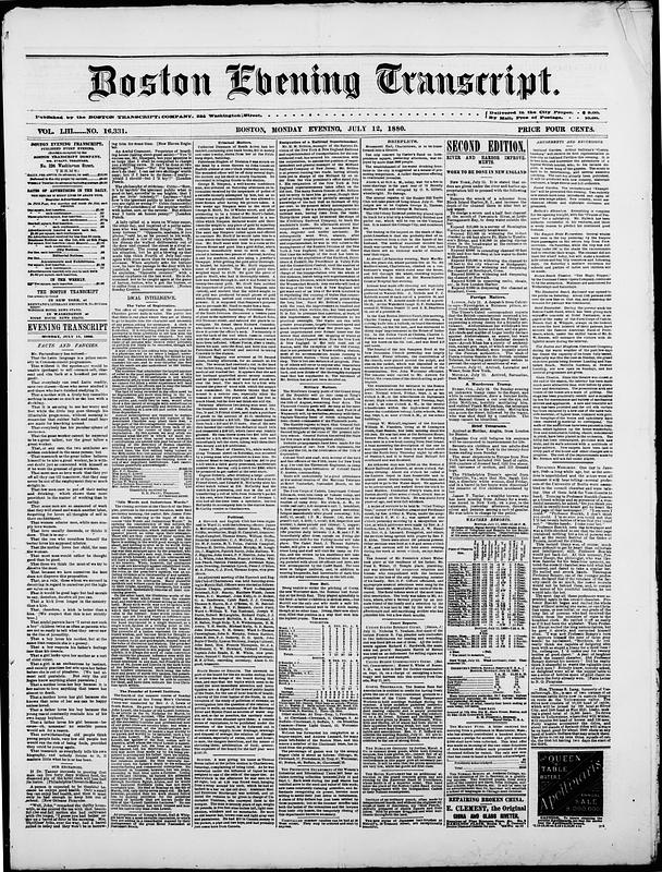 Boston Evening Transcript. July 12, 1880 - Digital Commonwealth