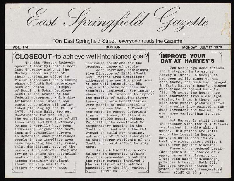 East Springfield Gazette. July 17, 1978 - Digital Commonwealth