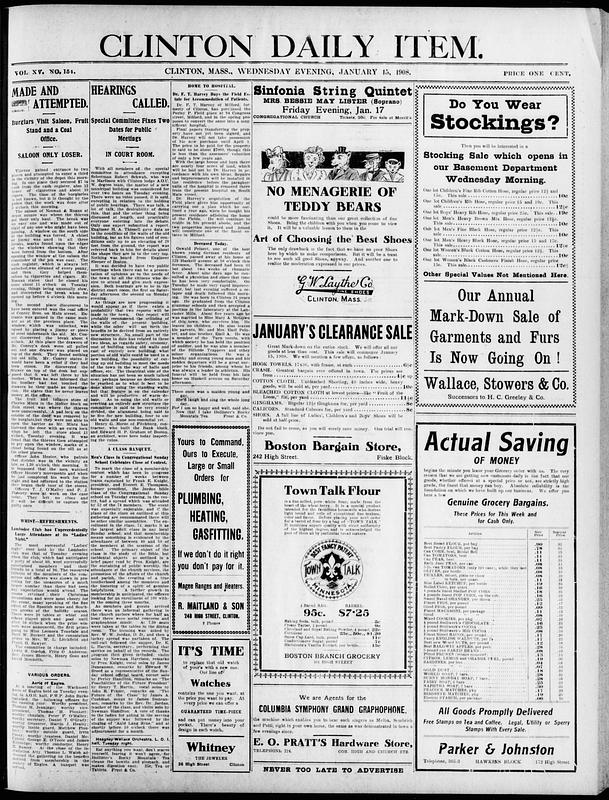 Clinton Daily Item. January 15, 1908 - Digital Commonwealth