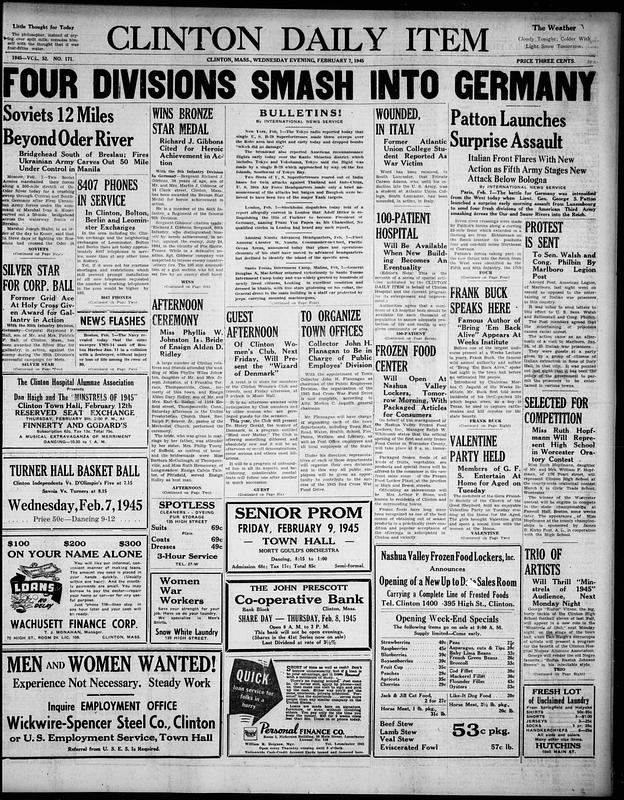 Clinton Daily Item. February 07, 1945 - Digital Commonwealth