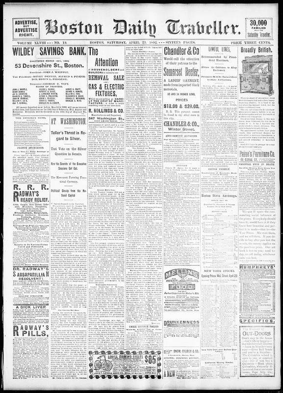 Boston Daily Traveller. April 23, 1892 - Digital Commonwealth