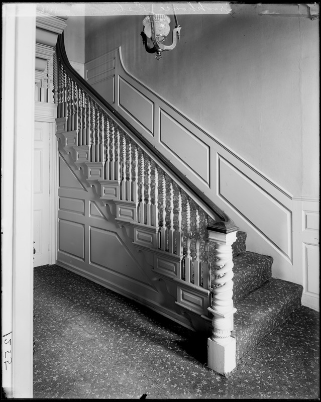 Salem, 70 Washington Street, interior detail, stairway, Benjamin ...